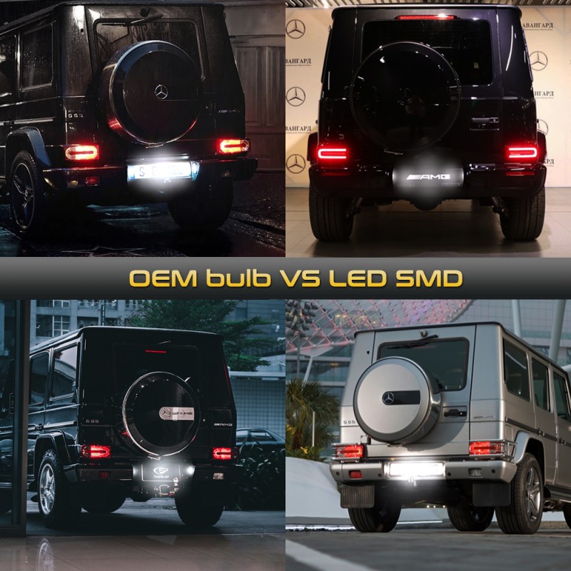 2Pcs No Error LED License Plate Lights For Mercedes Benz G-Class W463 G500 G550 G55 G63 G65 AMG ...