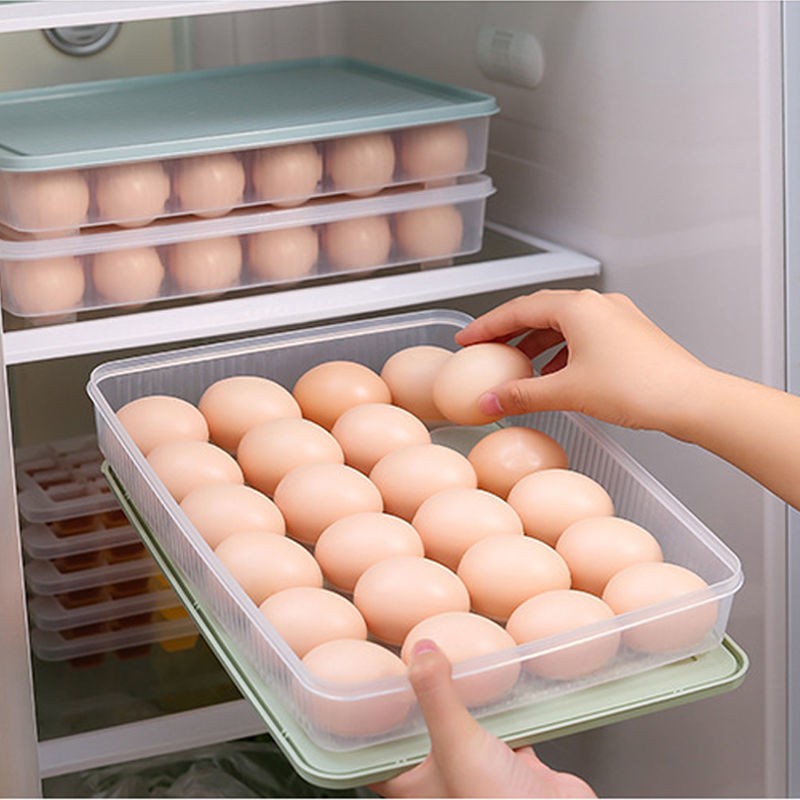 MOONBIFFY 15/24 Grid Refrigerator Eggs Storage Box with Lid Household ...