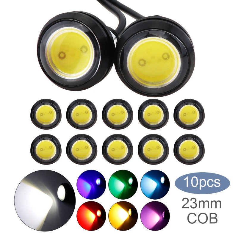10pcs/Pack 23mm Car Eagle Eye DRL Led Daytime Running Lights 12V 9W LED Backup Reversing Parking ...