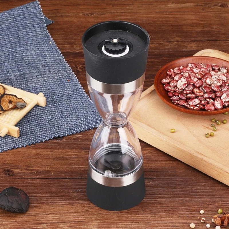 Manually 2 in 1 Hourglass Pepper Mill Dual End Salt Pepper Mill Spice ...