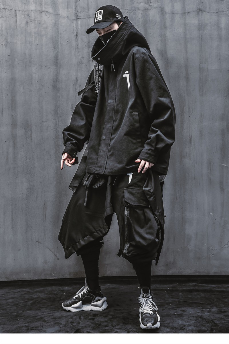 Men Japanese Harajuku Alt Sweatshirt Oversize Hoodie Long Cloak Hip Hop ...