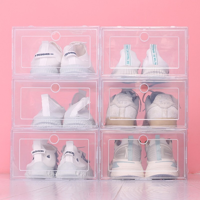 6pcs/Set Fold Plastic Shoes Case Thickened Transparent Drawer Case ...