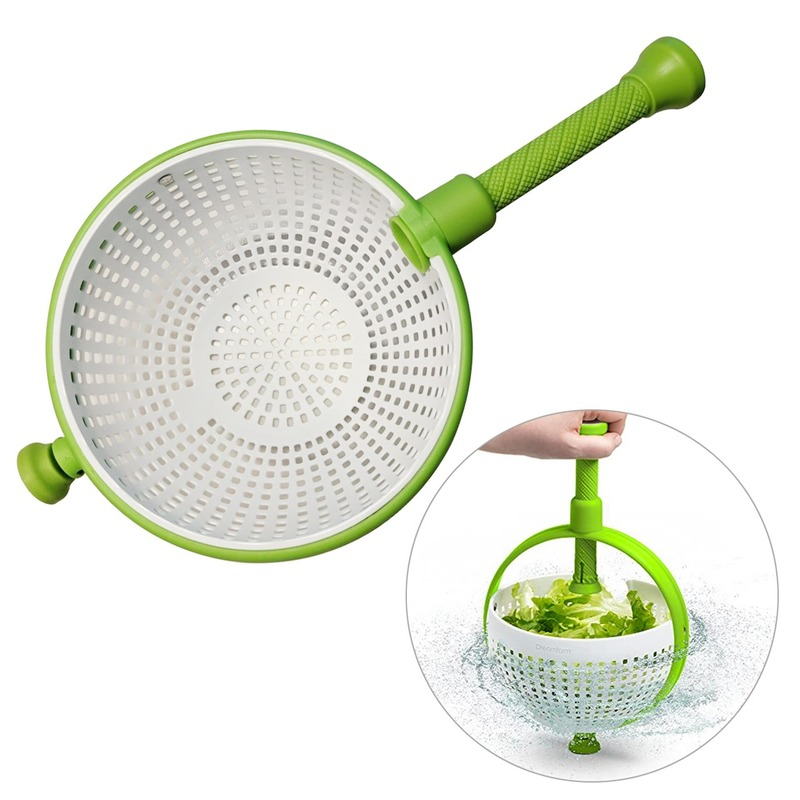 Collapsible Salad Spinner Vegetable Fruit Drainer Non-Scratch Spinning ...