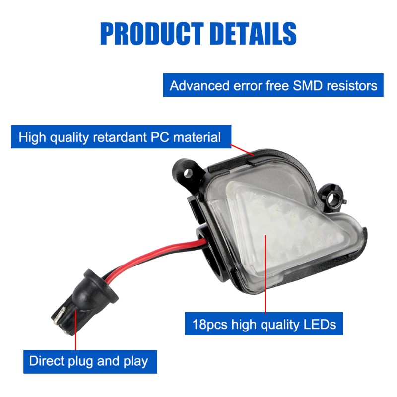 12V Car Pathway Light LED Puddle Lamps Canbus Under Rear View Side ...