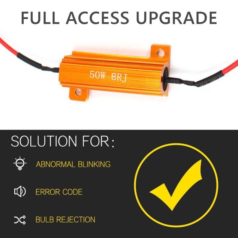 50W 8Ohm LED Lights Load Resistor Adapter Fast Blinking Canbus Bypass ...