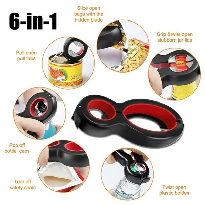 Upgraded 6 in 1 Bottle Opener Multifunction Screw Cap Jar Can Openers ...