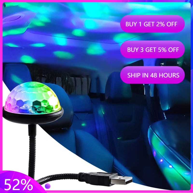 Sound Party Lights Auto USB Mini Disco Party Lights Sound Multi-Color Car Atmosphere Decorations ...
