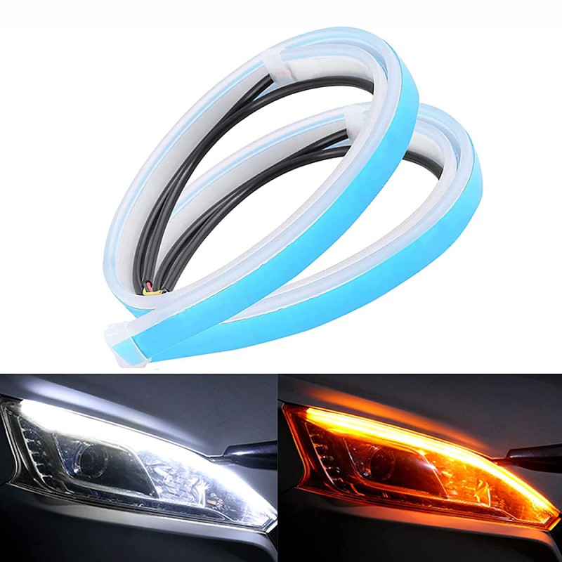 2pcs 12V LED DRL Car Daytime Running Light Flexible Waterproof Flow DRL ...