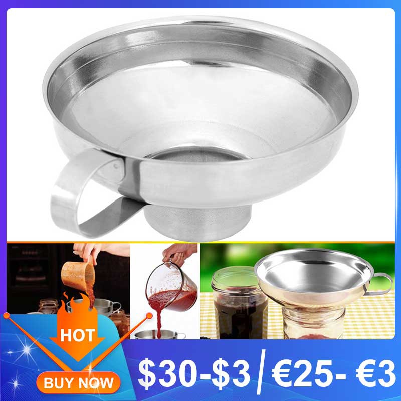 Stainless Steel Wide Mouth Canning Funnel Hopper Thick Salad Dressing ...