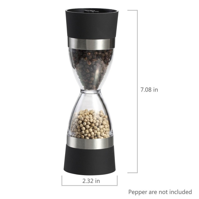 Manually 2 in 1 Hourglass Pepper Mill Dual End Salt Pepper Mill Spice ...